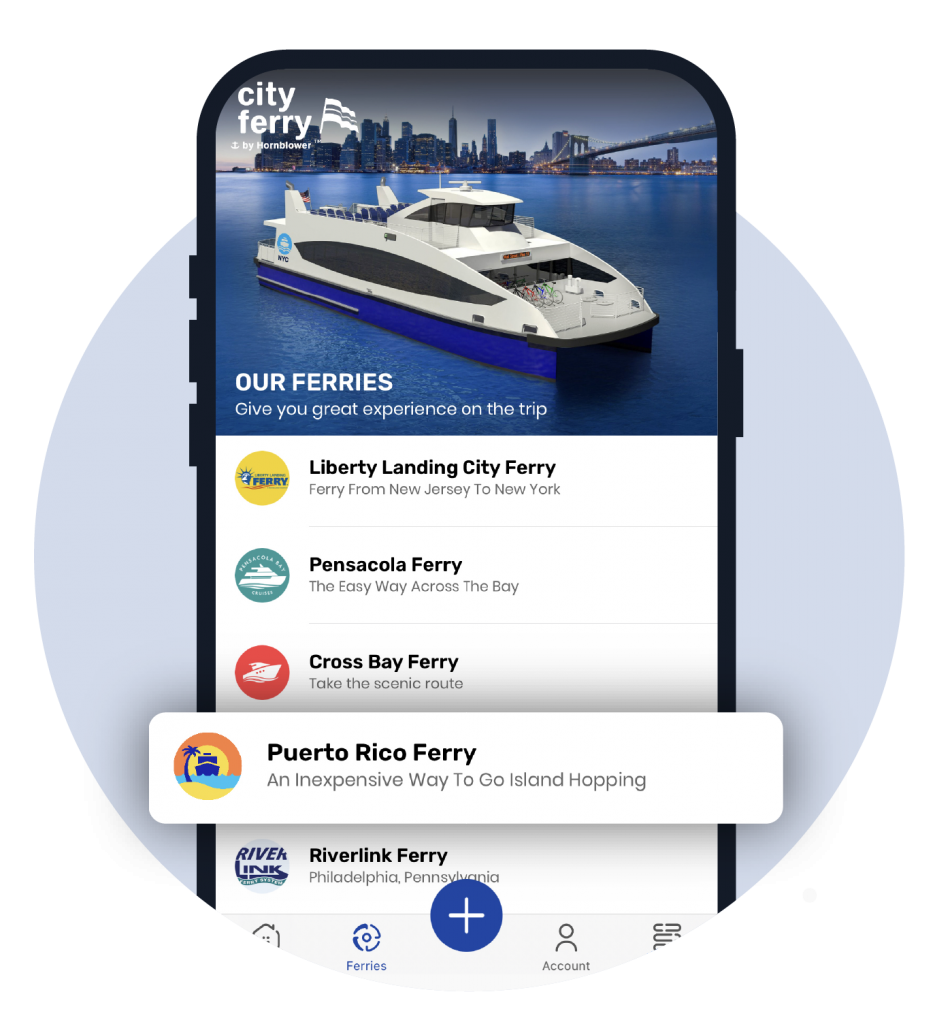 Application Guide - Puerto Rico Ferry at anchor by Hornblower