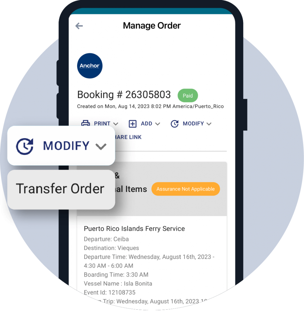 How to transfer a ticket - Puerto Rico Ferry anchored by Hornblower