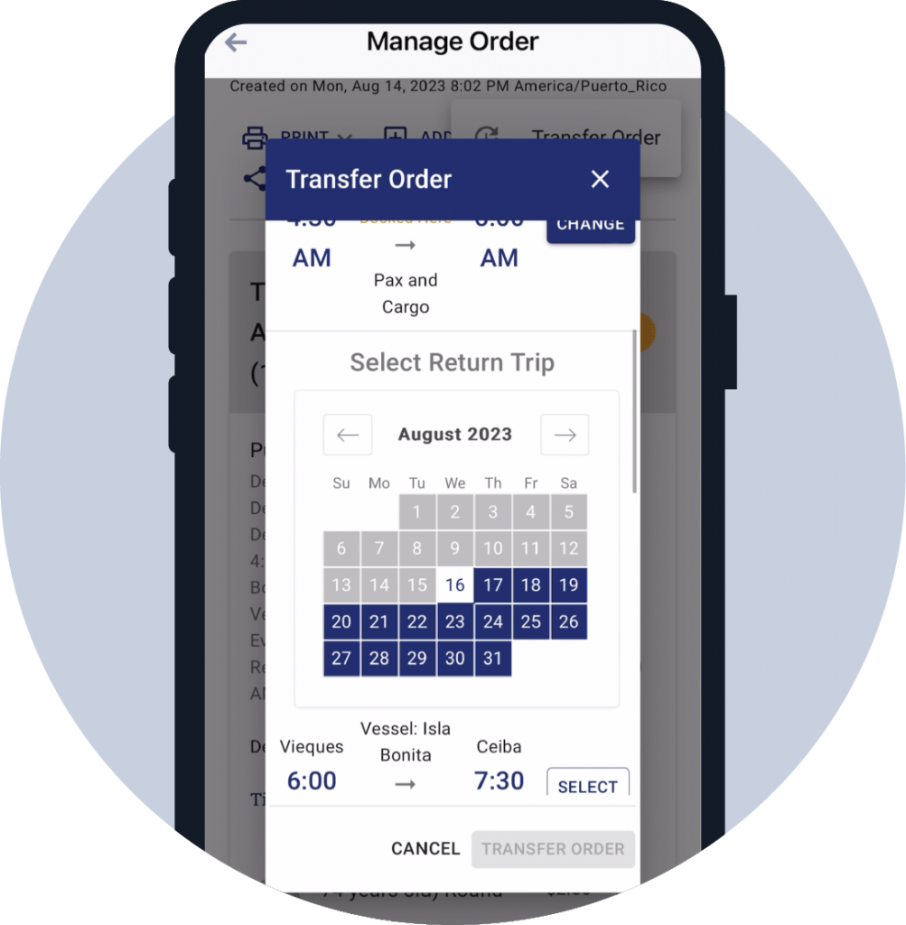 How to transfer a ticket - Puerto Rico Ferry anchored by Hornblower