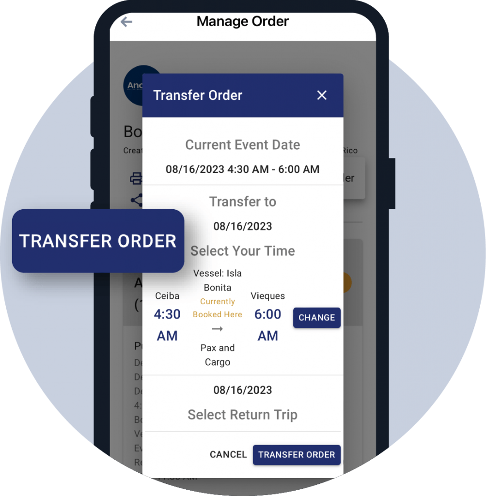 How to transfer a ticket - Puerto Rico Ferry anchored by Hornblower