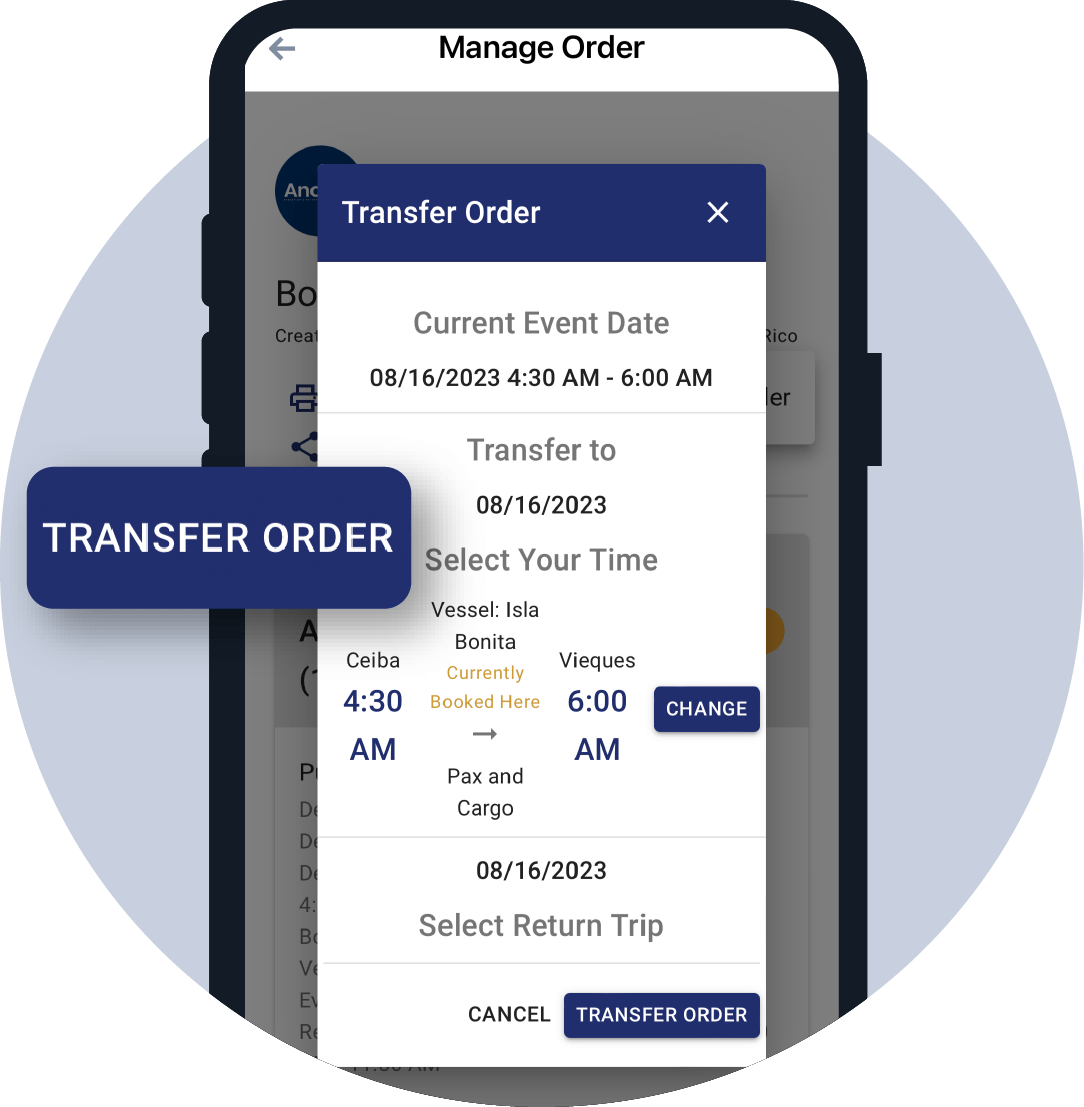 How to transfer a ticket - Puerto Rico Ferry anchored by Hornblower