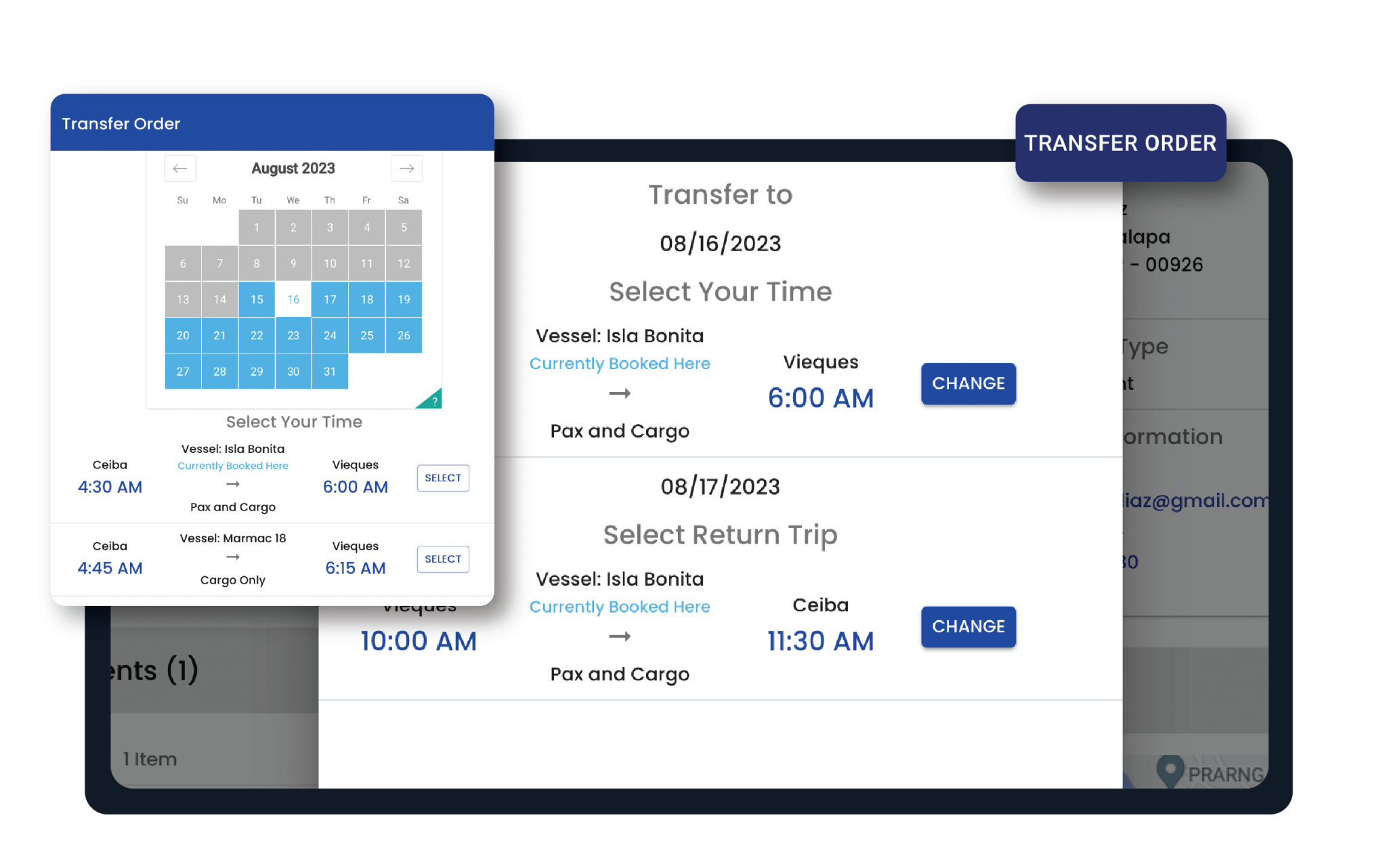 How to transfer a ticket - Puerto Rico Ferry anchored by Hornblower